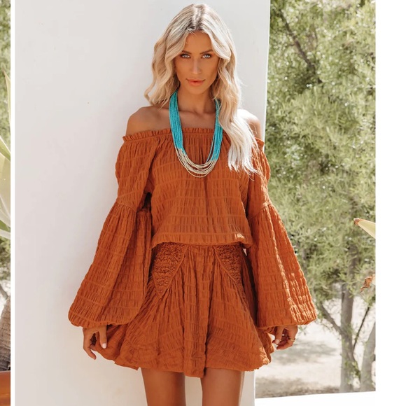 Vici | Dresses | Off The Shoulder Rust Dress | Poshmark